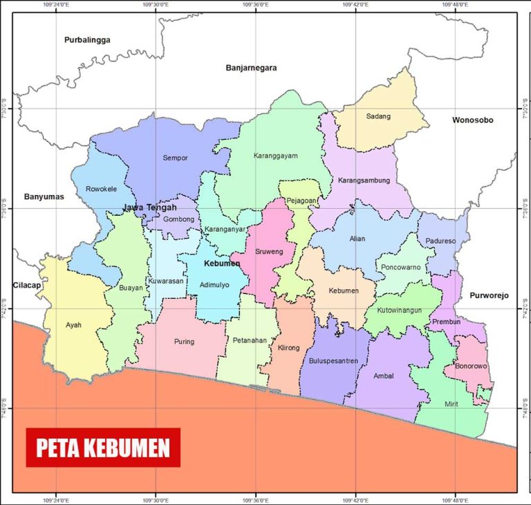 Peta Kabupaten Kebumen Lengkap 26 Kecamatan | Uspace.id