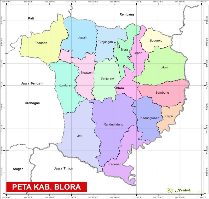 Peta Kabupaten Blora Provinsi Jawa Tengah | Uspace.id